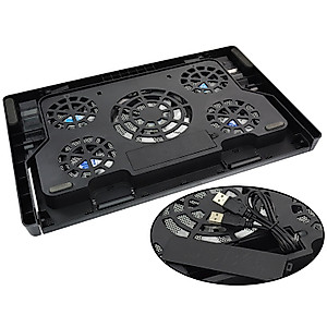 AABCOOLING NC81 - Laptop Cooling Tray with 5 Fans and Blue Backlight, Laptop Fan Cooler, Laptop Lap Fan, Gaming Laptop Cooling, Laptop Knee Stand