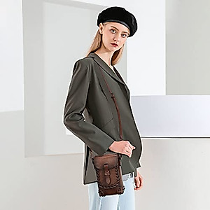 Montana West Crossbody Handbag Genuine Leather Shoulder Bag Mini Vintage Cell Phone Purse for Women Dark Brown MWG02-9062_CF