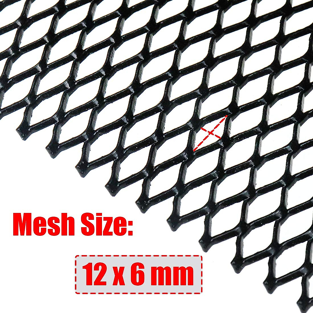 Modengzhe 40 x 13 inch Car Grill Mesh Sheet, Black Painted Aluminum Alloy Multifunctional Grille Mesh Roll, 6 x 12 mm Hexagon-Shape Grids