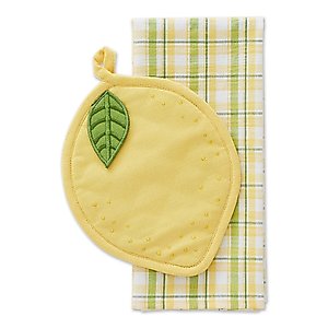 Design Imports DII Lemon Potholder and Dish Towel Gift Set