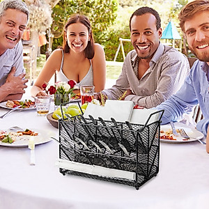 SUICGYU Utensil Holder for Countertop,Mesh Utensil Silverware Caddy 12 Compartments ,Cutlery Holder for Picnics Camping Outdoor Grill RV