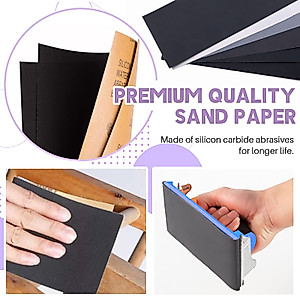 Swpeet 32Pcs 5 Sizes #240-5000 Grit Ultra Fine Sanding Sponge Sanding Pads and 6 Sizes Grit Wet Dry Sandpapers Sheets Assortment Kit, Soft Foam Sand Block Wet Dry Flexible Sanding Pads