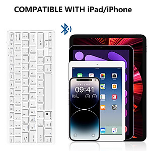 TaIYanG Bluetooth Keyboard for iPad Wireless Keyboard Compatible iPad 10th/iPad 10.2(9th/8th/7th Generation),iPad Air 5th/4th, iPad Pro 11/12.9, iPad 9.7, iPad Mini and All Bluetooth Devices (White)