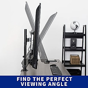 VIVO Black Ultra Wide Screen TV Desk Mount for up to 55 inch Screens, Full Motion Height Adjustable Single Television Stand, STAND-V155C