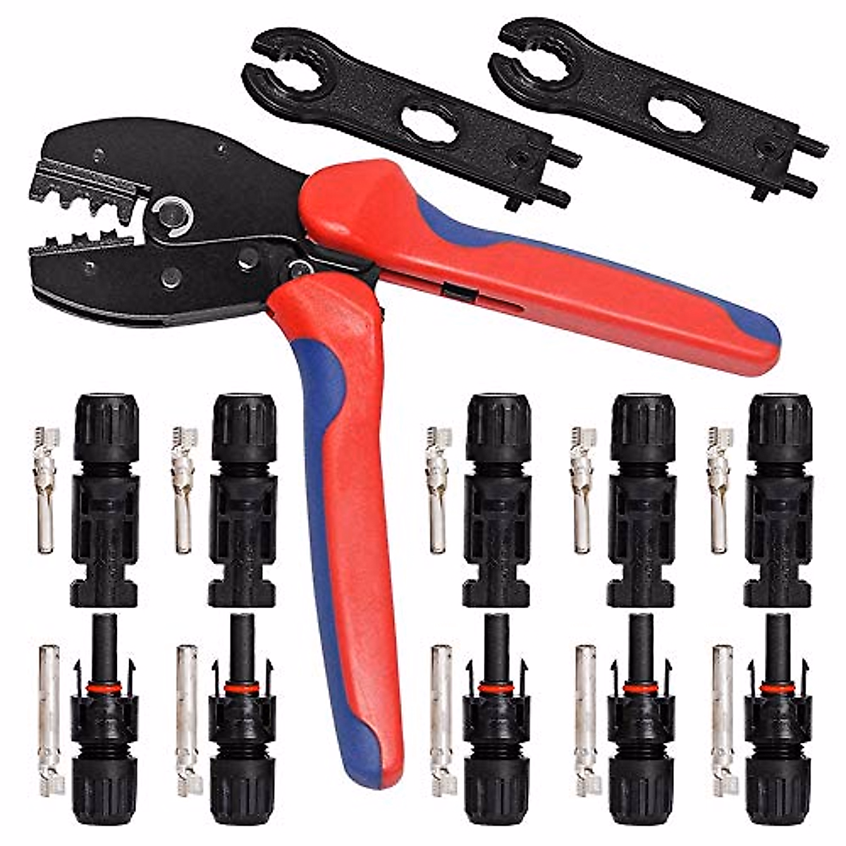 Carkio Solar Crimping Tools Crimper Compatible with Solar Panel 2.5-6.0mm² PV Cable and Connector Male Female Solar Cable Connection