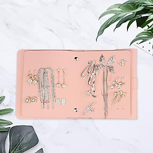 Fangoo Earring Book Organizer Stud Earring Storage Case Travel Small Earring Holder Organizers Display Portable Earring Binder Pu Leather Capable to Hold 42 Pairs (Pink
