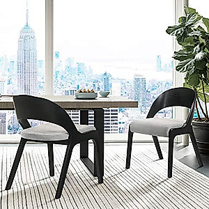 Armen Living Polly Mid-Century Modern Dining Accent Chairs Finish Fabric-Set of 2, 20" Wide, Black/Grey