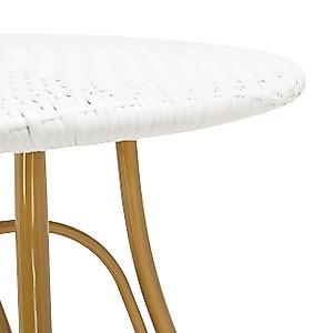 SAFAVIEH PAT4011C Outdoor Kylie White Rattan Bistro Table