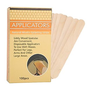 Wax Applicator Sticks, 100pcs Wooden Disposable Epilation Wax Tool Wax Waxing Wood Body Hair Removal Sticks Applicator Wax Spatulas Applicator for Mask Hair Remove Cream Ice Cream Stick