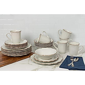 10 Strawberry Street Oxford Dinnerware Set, 24 Pc, Cream