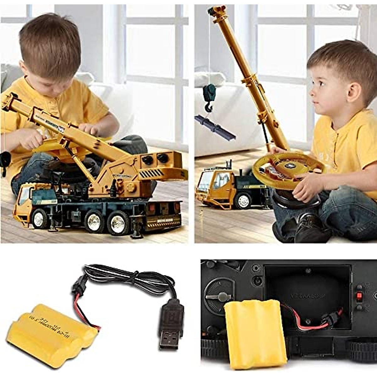 ZOTTEL Remote Control Engineering Vehicle Tower Crane RC Mobile Construction Crane Bulldozer Loader Gift Boy Toys Excavator Educational Toys