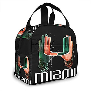 Arneycal Miami Hurricanes Limited Edition Portable Insulated Lunch Bag Waterproof Tote Bento Bag
