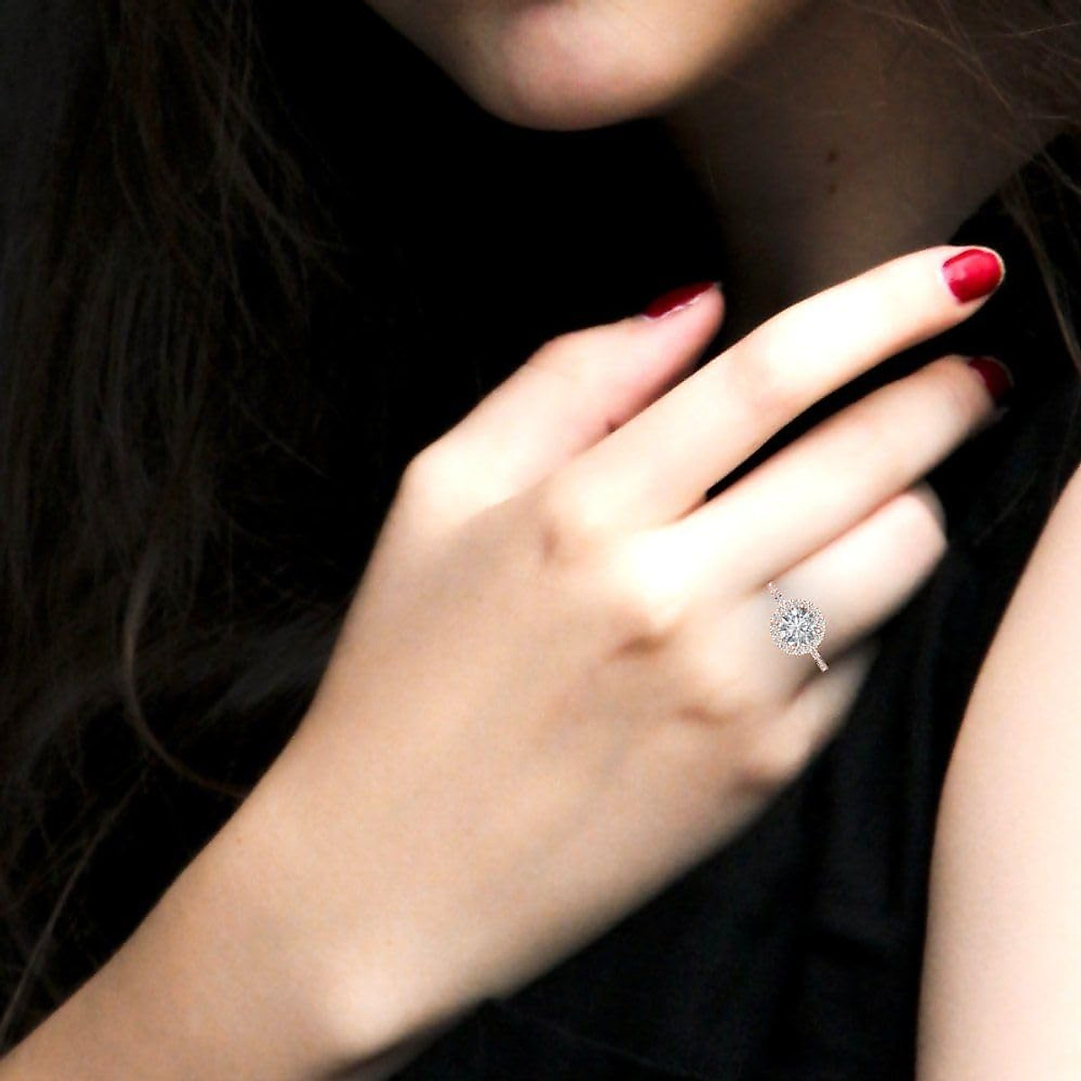 1.86 Ct Round Cut Clear Simulated Diamond 14K Rose Gold Halo Solitaire with Accents Engagement Promise Bridal Ring Size 10.75