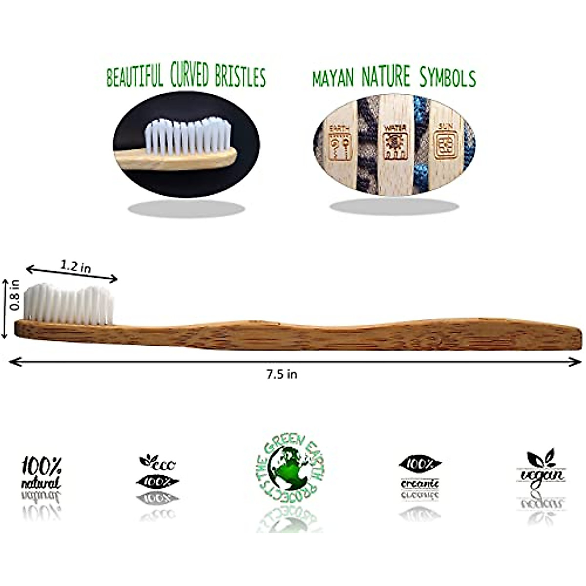 Organic Bamboo Toothbrushes - Eco-Friendly & Compostable 100% Biodegradable Wooden Handles - Durable BPA-Free Medium Soft Bristles - Vegan Manual Toothbrush for Adults with Sensible Gums (6Pack)