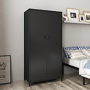 MIOCASA Steel Storage Cabinet Metal Locker 2 Door Wardrobe Armoire Closet with Hanging Rod for Bedroom, Changing Room, Laundry Room, Office