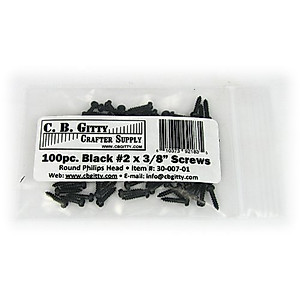 100pc. #2 x 3/8" (2x8mm) Black Phillips Round-Head Wood Screws - Great for Guitar Tuners/Machine Heads