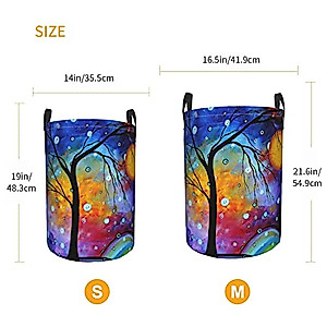 UMBRELO Life Tree Large Laundry Hamper, Colorful Laundry Basket Dorm Creative Trees Dirty Cloth Hampers Waterproof With Leather Handle, For Bathroommedium