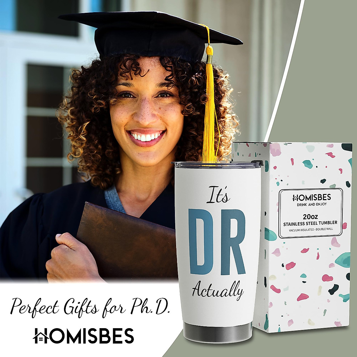 HOMISBES Doctor Nutrition Facts Phd Graduation Gifts - Dr Gifts For Women, New Doctor Gifts - Doctor Travel Tumbler 20 Oz