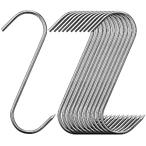 12 Pcs Meat Hooks, 5 Inch Butcher Hooks Stainless Steel (4MM Diameter), S Shaped Meat Processing Hooks for Hanging Bacon, Sausage, Hunting Smoking Ribs, Drying, Grillling BBQ For Kitchen, Market