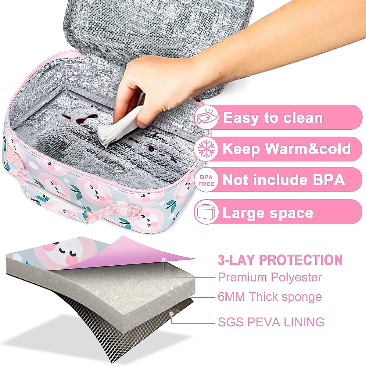 Kids Girls Boys Lunch Bag Insulated Lunch Box for school Lunch Cooler Organizer School Kids Lunch Tote Bag