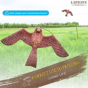 Flerigh Bird Hawk Flying Kite with Pole Crops Farm Protector Bird Scarer Flying Kite with 4m Pole-Style A