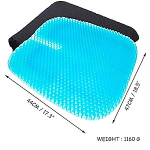Gel Seat Cushion, Cushion for Office Chair Car Wheelchair Double Thick Egg Seat Cushion with Non-Slip Cover Breathable Honeycomb Pain Relief Egg Sitting