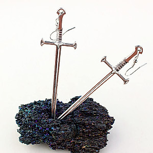 Fuqimanman2020 Unique Retro Gothic Long Sword Hook Earrings Vintage Silver Punk Style Knife Dangle Drop Earrings for Women