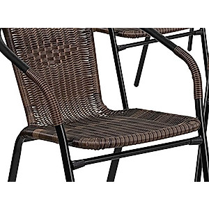 Flash Furniture 4 Pack Medium Brown Rattan Indoor-Outdoor Restaurant Stack Chair
