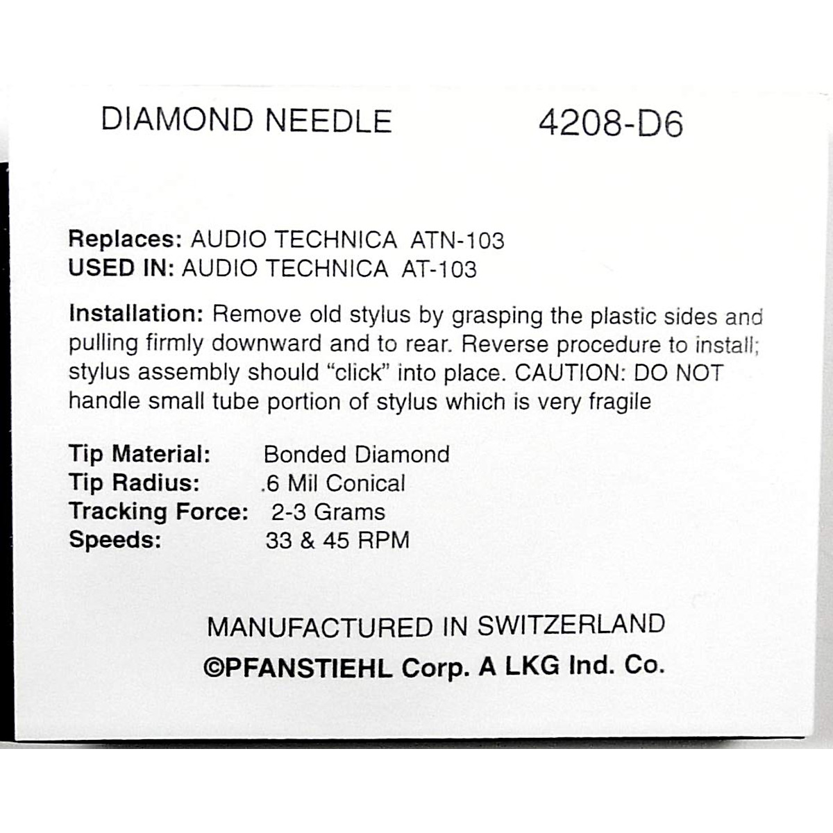 Phonograph Turntable Needle Stylus For Audio Technica ATN-103 ATN-120E ATN120E AT430E AT120E/T