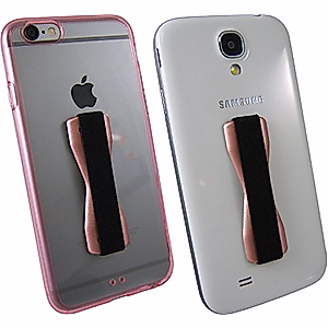 Universal Phone Grip for Most Smartphones, Mini Tablets and Cases, Mauve Rose Base with Black Elastic Strap, LH-01Rose