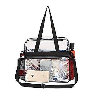 USPECLARE Clear Bag, Clear Tote Bag Stadium Approved, Stadium Security Travel & Gym Clear Bag for Work, Sports Games, Concerts and Women Men 12 x 12 x 6 inch (Black)