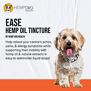 Hemp Dog Health - Ease - Hemp Oil for Dogs - for Dog Arthritis, Allergies, Aches, Pains, Joint Wellness - Dog Arthritis Pain Relief & Anti Inflammatory for Dogs - 100% Natural Hemp Dog Drops
