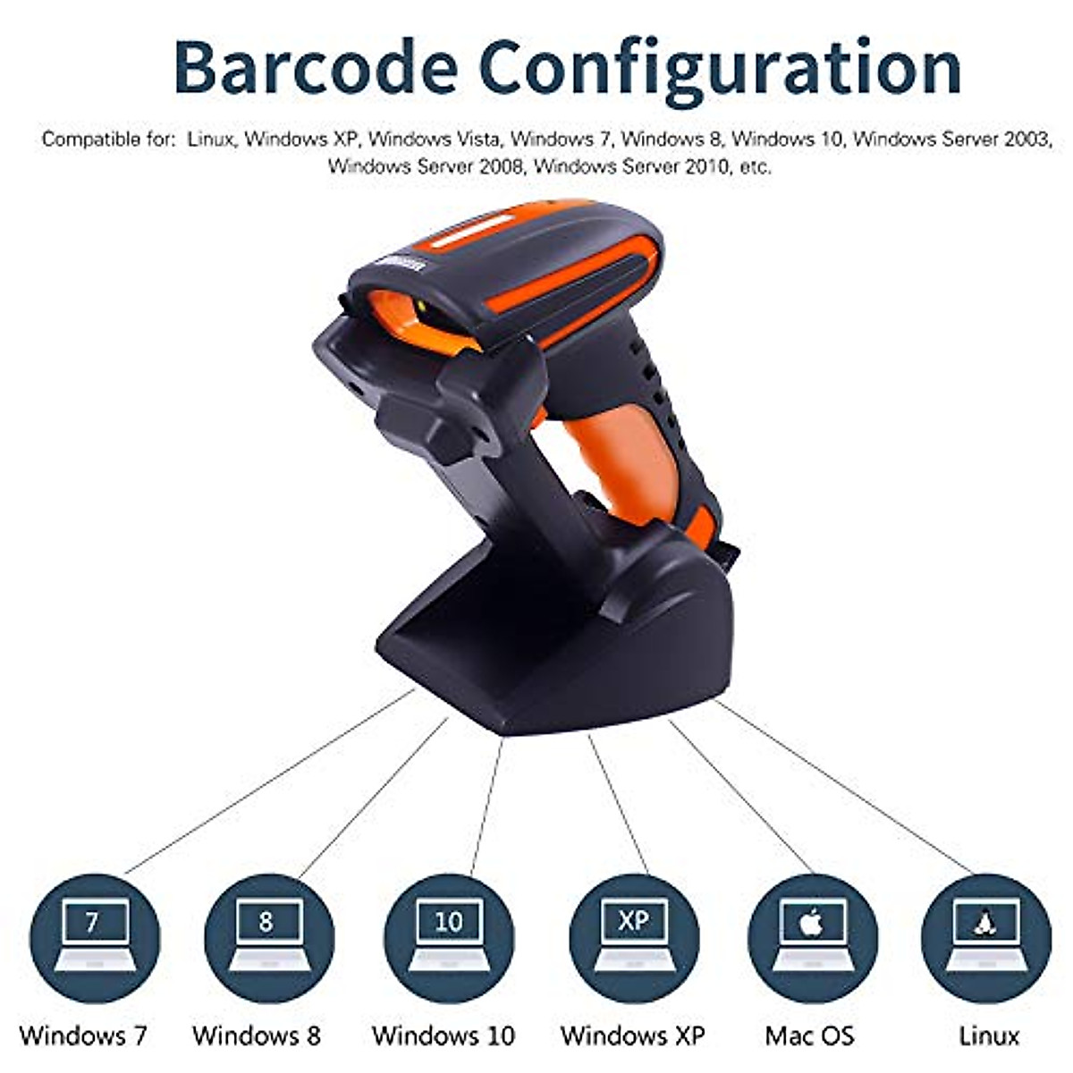Symcode Bluetooth 2D QR Barcode Scanner with Stand,Industrial Dustproof and Waterproof 3 in 1 Compatible with Bluetooth & 2.4GHz Wireless & Wired Connection with Vibration Alert
