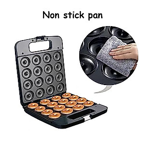 Mini Donut Maker, 1400w Donut Maker Machine, Can Make 16 Donuts, Heated on Both Sides, Non-stick Pan, Suitable for Family Gatherings, Dessert Making for Couples, Dessert Shop (Black)