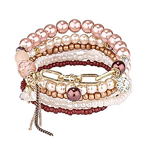 iYours 6 sets Bohemian Multilayer tassels bracelet Handmade Wrap Bracelets Bangle Jewelry Bracelets for Women (6PCS-C)