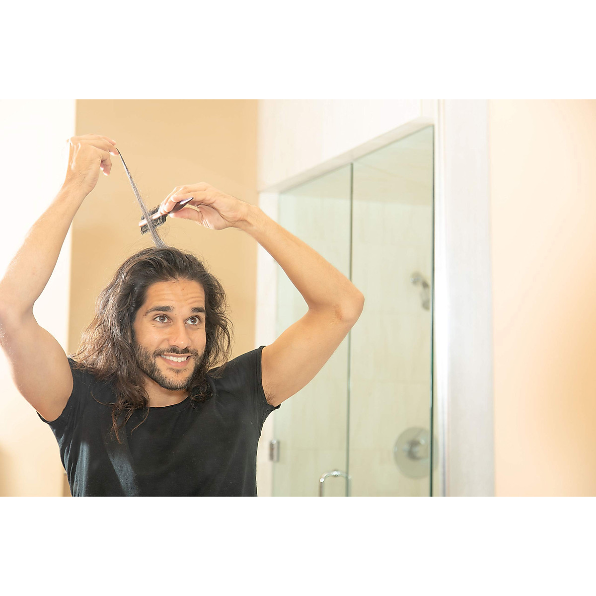 Double Sided Teasing Brush - Boar & Nylon Bristle Teaser Comb with Rat Tail Pick for Hair Sectioning for Edge Control, Backcombing, Smoothing, and Styling Thin & Fine Hair to Create Volume