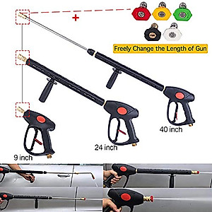 N / A Pressure Washer Spray Gun with Detachable Side Assist Handle, Pressure Washer Gun Kit with Replacement Extension Wand, 5 Nozzle Tips, 4000 PSI, M22 Fitting