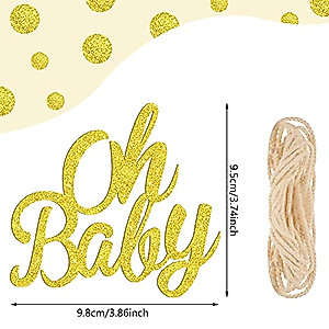 10 Pieces Baby Shower Cutout, Baby Table Centerpiece, Glitter Gender Reveal Party Decoration, Baby Shower Table Decoration with Rope for Home Birthday Party, Kids' Party Decoration (Gold)