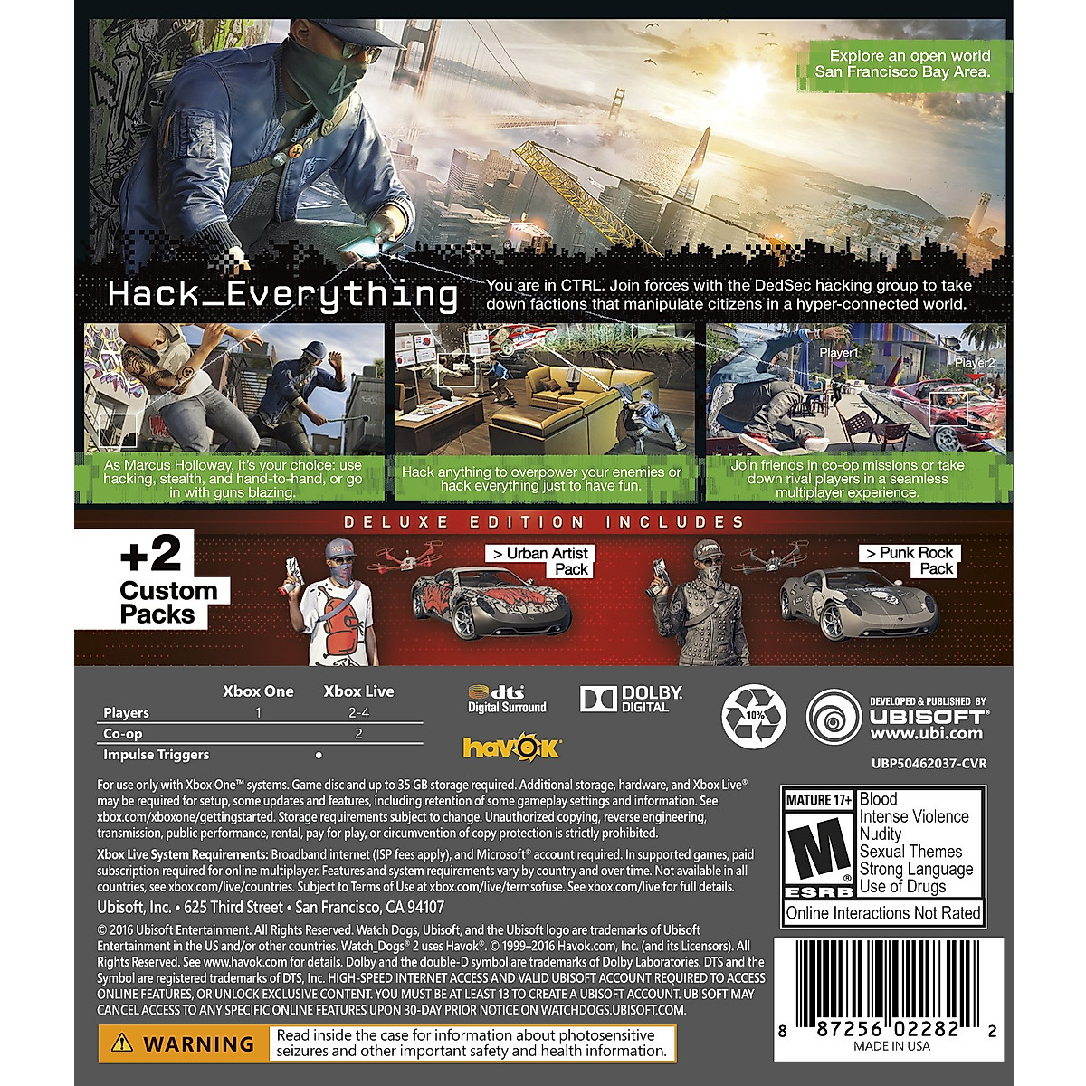 Watch Dogs 2: Deluxe Edition (Includes Extra Content) - Xbox One