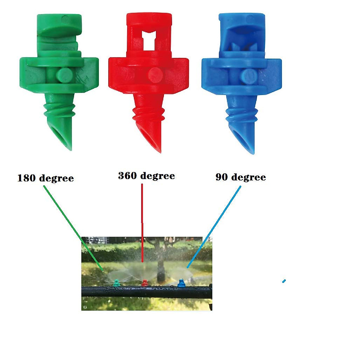 Amazing-US 90 PCS Micro Sprayer Fan Jet Hydroponic Aeroponic Misters Cloners -30 PCS 90 Sprayer,30 PCS 180 Sprayer,30 PCS 360 Sprayer(90) Red