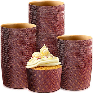 36 Pcs Panettone Paper Mold Easter Bread Paper Molds Corrugated Panettone Paper Pan Mold Easter Disposable Round Baking Molds for Kitchen Baking Bread Muffin Cupcake(Brown, 6.5 x 5.9 x 4.0 Inch)