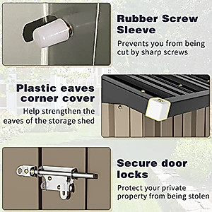 Greesum Metal Outdoor Storage Shed 8FT x 6FT, Steel Utility Tool Shed Storage House with Door & Lock, Metal Sheds Outdoor Storage for Backyard Garden Patio Lawn (8’x 6'), Brown