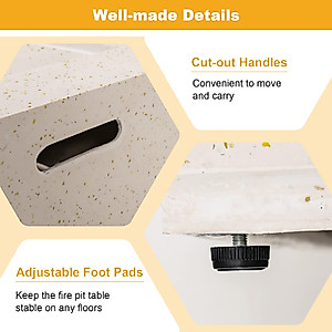 Tangkula 50,000 BTU Outdoor Fire Pit Table, 42" Rectangle Terrazzo Propane Gas Fire Table with Auto-Ignition, Stainless Steel Burner, Lava Rocks & Rain Cover for Patio Backyard Poolside, CSA Certified