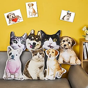 Funmii Custom Pet Pillows Personalized Pet Dog Cat Picture Pillow 3D Printing Pet Face Body Shaped Pillow for Home Sofa Bed Decor Birthday Christmas for Mom Dad Pet Boys Girls