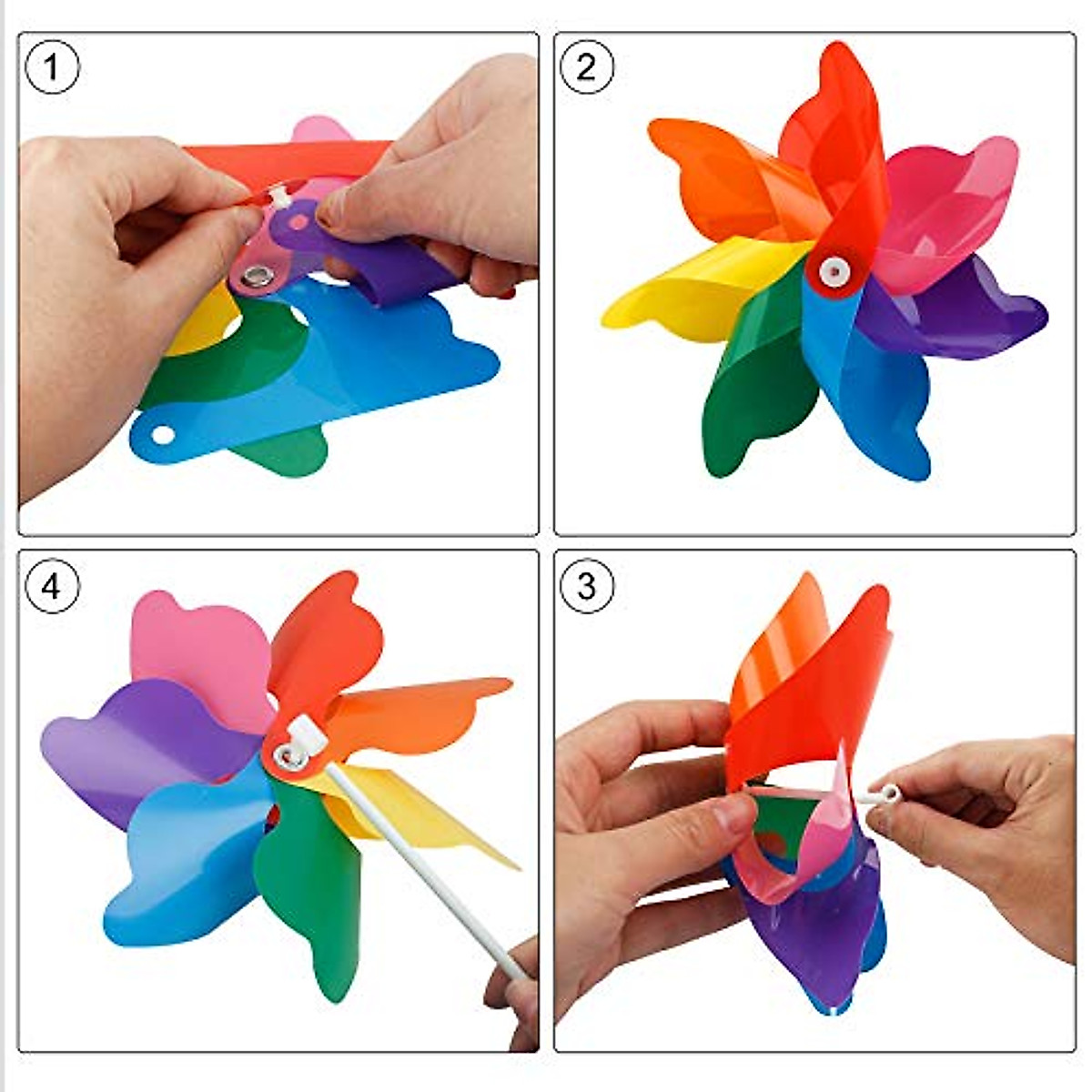 Tsocent 7 Colors Pinwheels - 24 Pack for Outdoor Decor & Parties