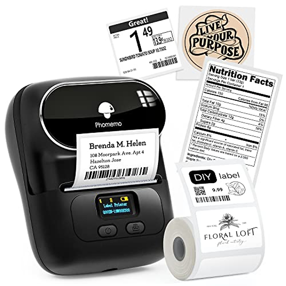 Phomemo Barcode Printer M110 Label Printer, Upgraded Bluetooth Portable ...
