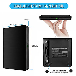 External CD/DVD Drive for Laptop USB 3.0 Portable RW Drive/DVD Player for Laptop CD ROM Burner Compatible with Laptop Desktop PC Windows Linux OS Mac Black