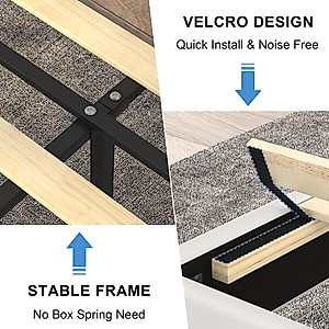 VECELO Twin Bed Frames, Upholstered Platform Bedframe, Adjustable Headboard, Wood Slat Support, No Box Spring Needed, Easy Assembly, White