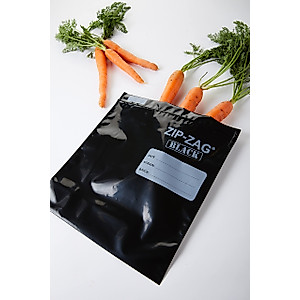 Zip Zag Bag Black (1/2 LB) 10x Large Zip Lock Bags (10.5" x 11") | Say Goodbye to Stale Herbs And Spices With Food Safe Zipper bags | Resealable, Reusable, Washable and Airtight Zipper Bags