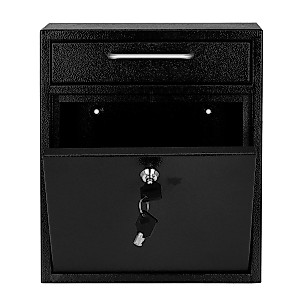 AdirOffice Wall Mount Mailbox - Mailbox with Lock and Keys- Durable Wall Mounted Locking Mailbox and Cash Drop Box for House, Apartments and Bussiness After Hours Deposits